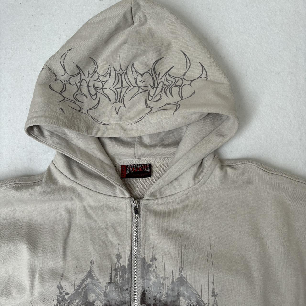 Insomnia Visuals Gray Cathedral Zip Up hoodie Y2K... - Depop