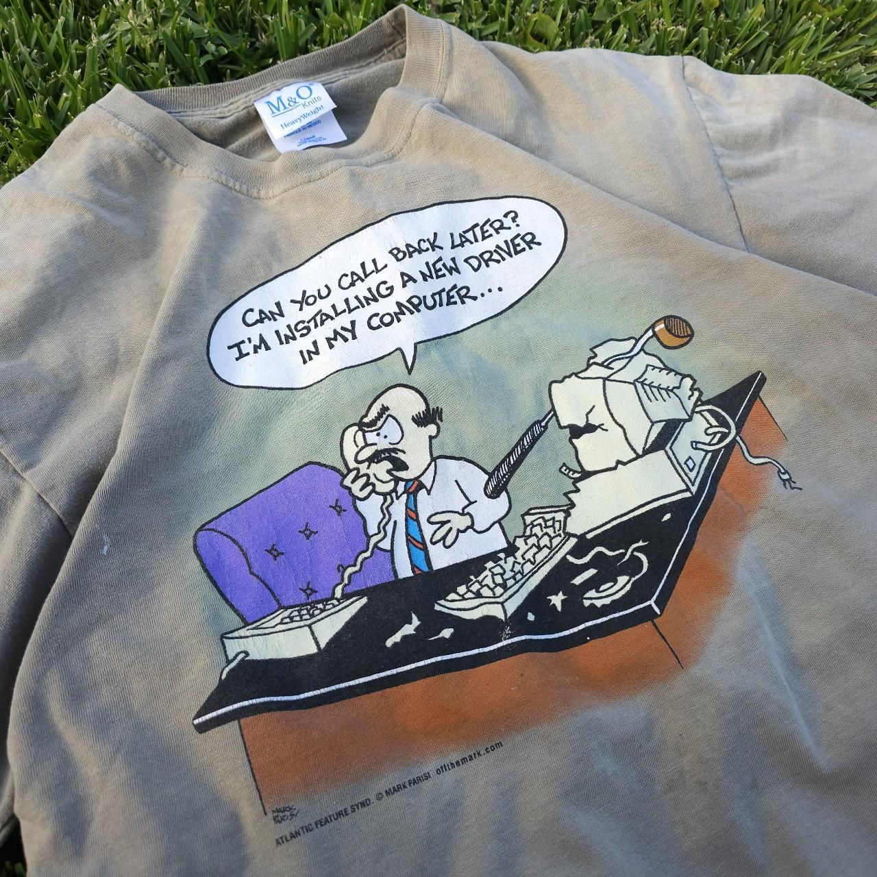 Comic Boxy Sunfaded Comic T Shirt. Light brown funny... - Depop