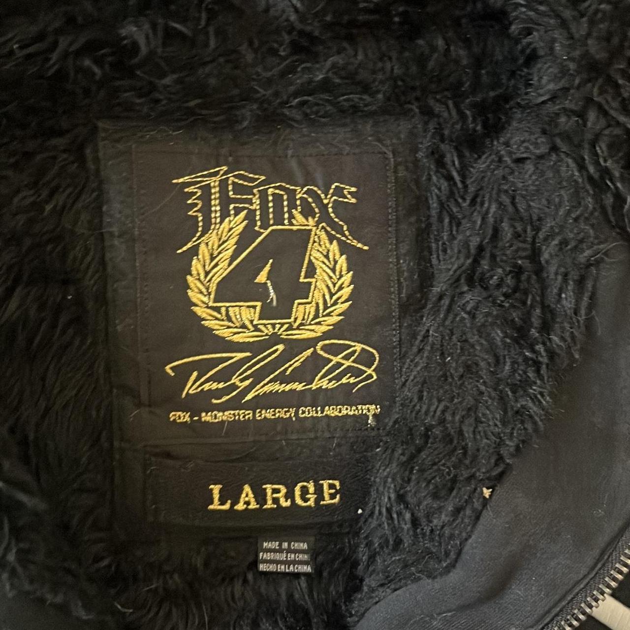 Fur lined Vintage fox racing x monster zip up x... - Depop