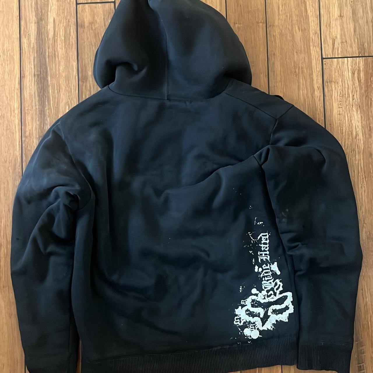 Fur lined Vintage fox racing x monster zip up x... - Depop