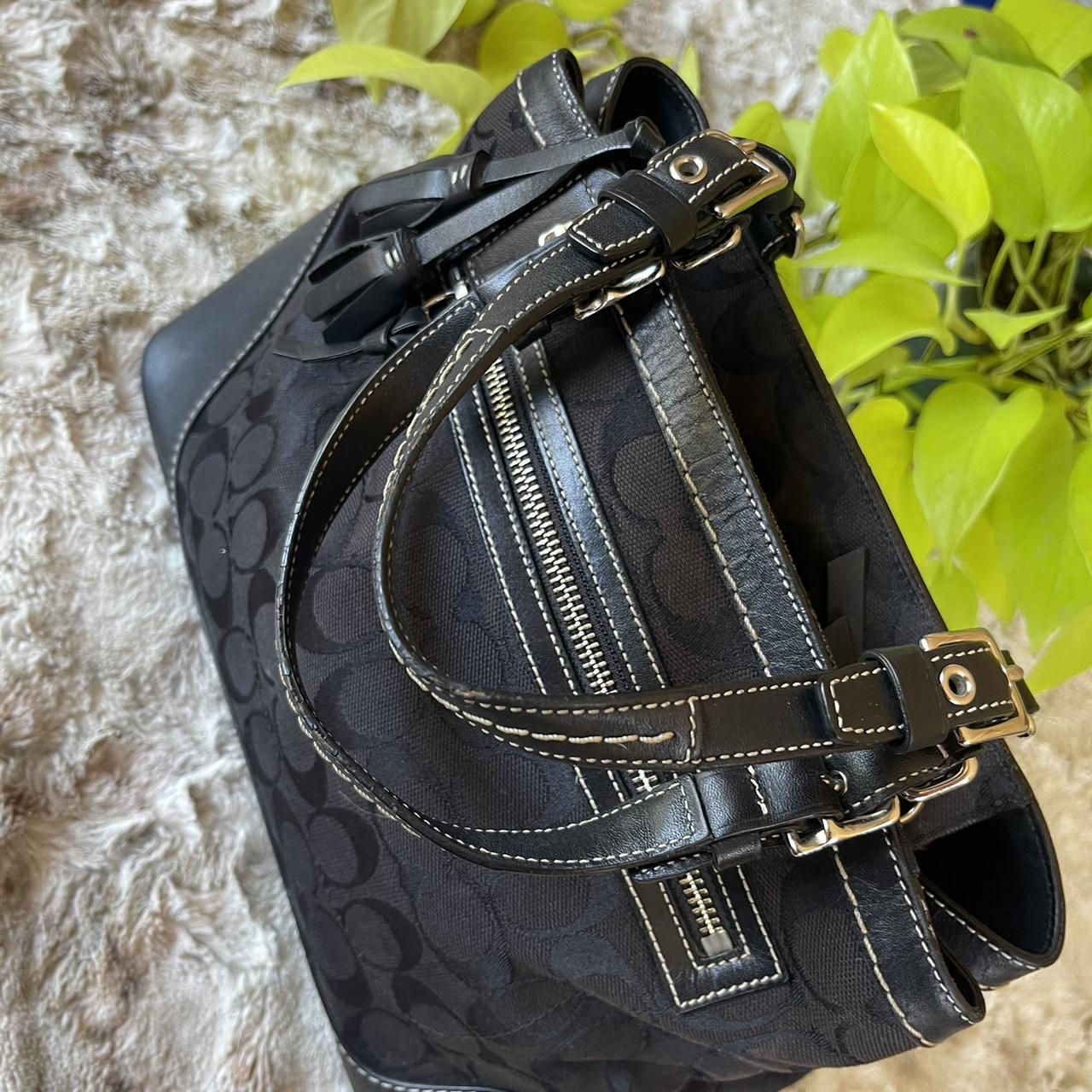 Coach Black Signature Satchel Canvas Bag Used like new - Depop