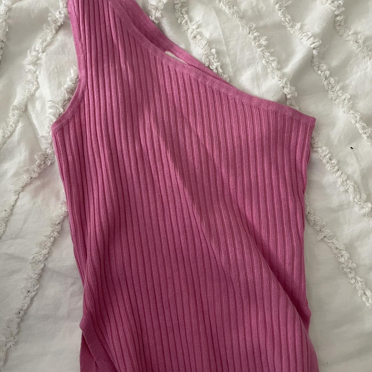 glassons pink one shoulder top size s - Depop