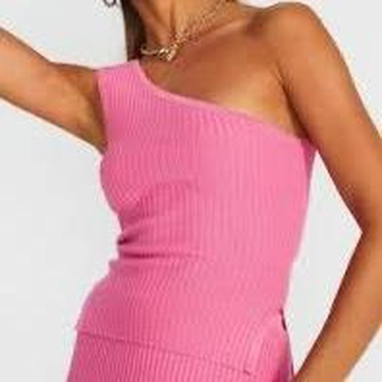 glassons pink one shoulder top size s - Depop