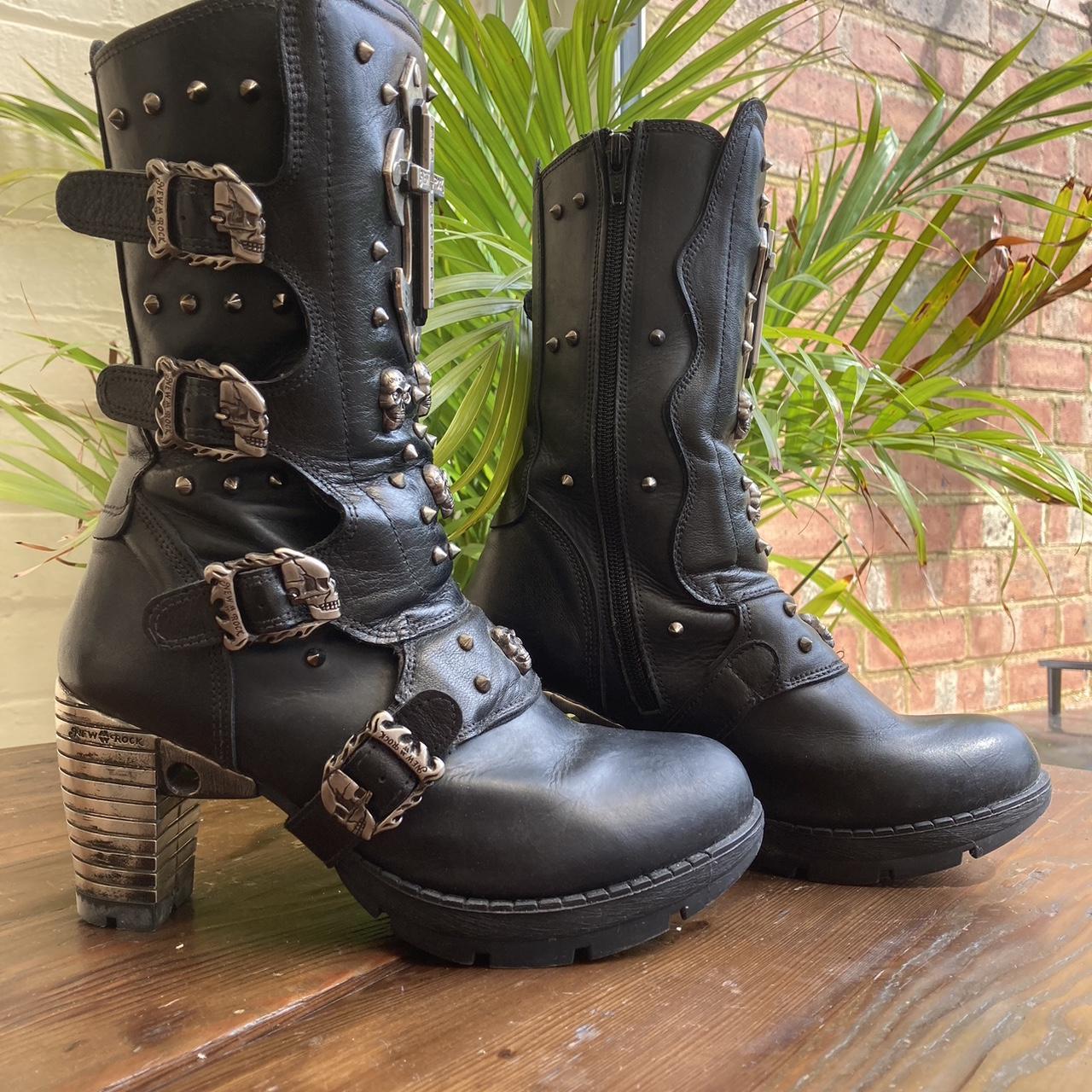 New Rock Women's Black Boots | Depop