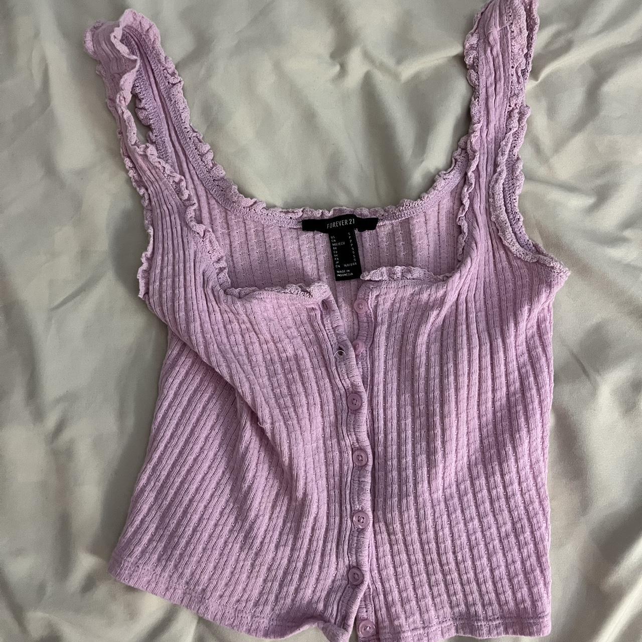 forever 21 girly pink crop tank top frilly, cropped,... - Depop