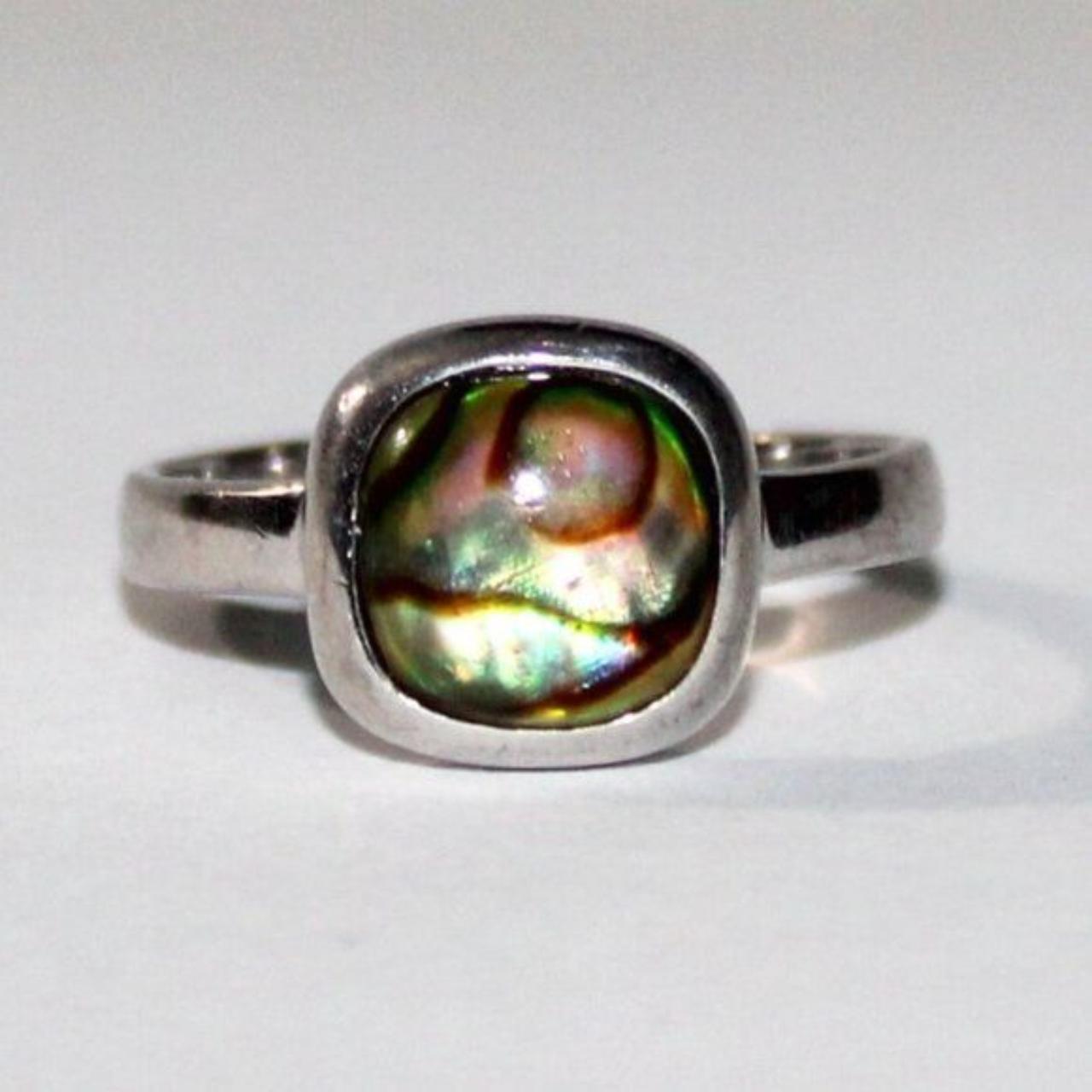 Sterling Silver Abalone Shell Ring Sterling silver... - Depop