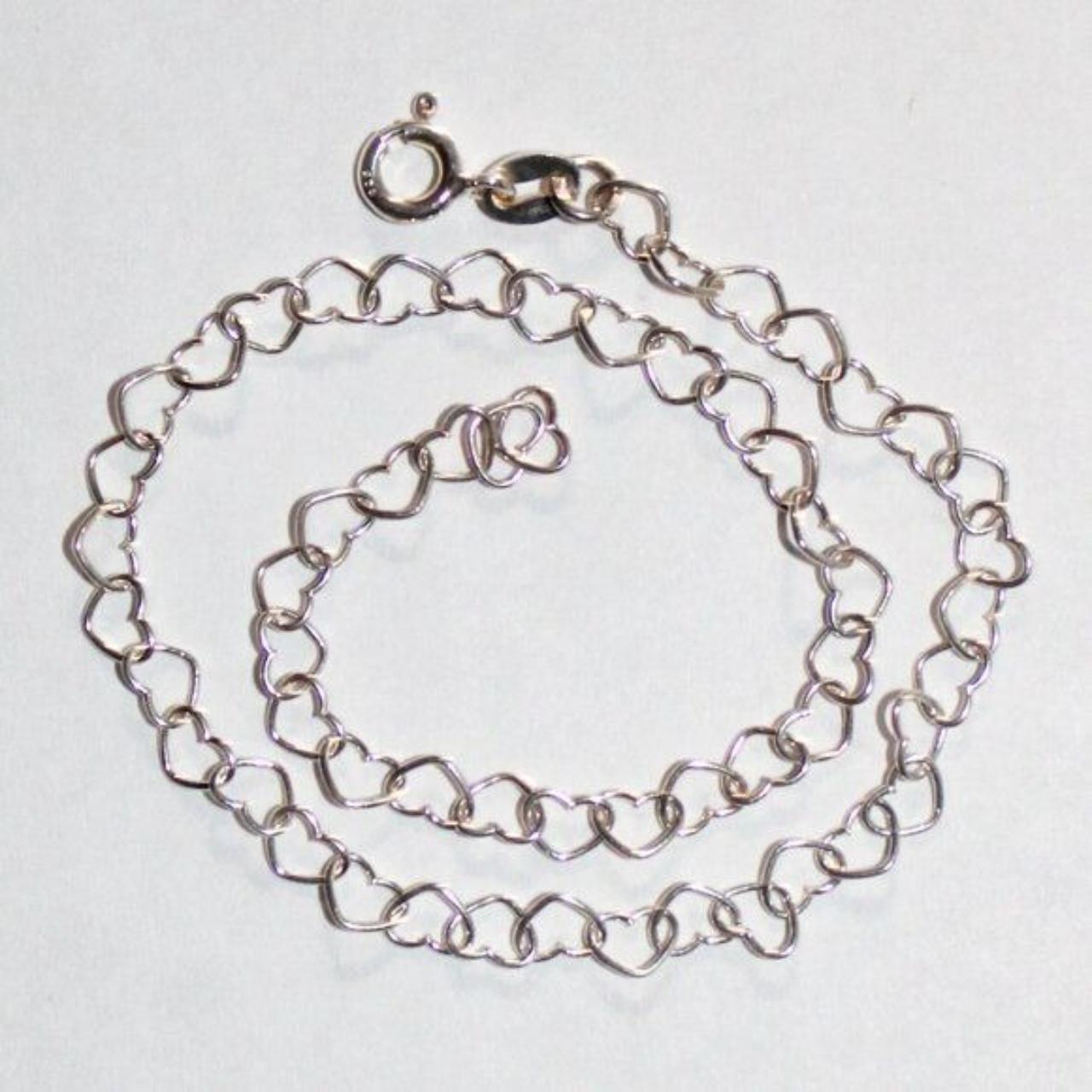 Sterling Silver Delicate Chain of Hearts... - Depop