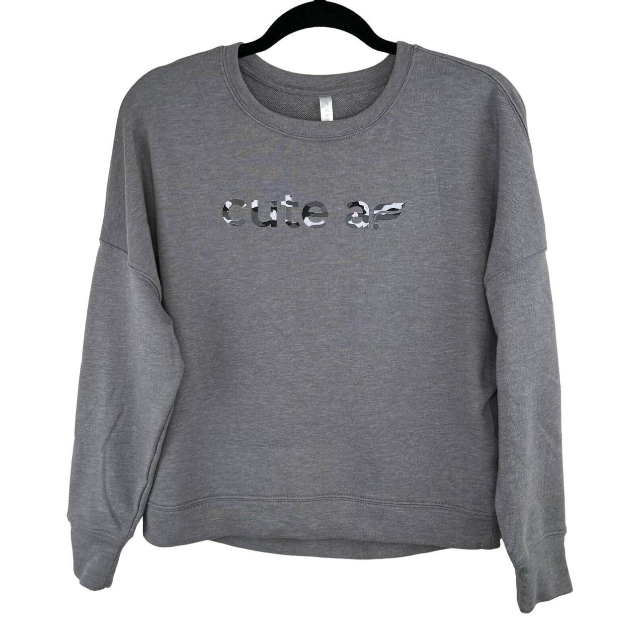 Fabletics Cute AF Graphic Drop Shoulder Gray... - Depop