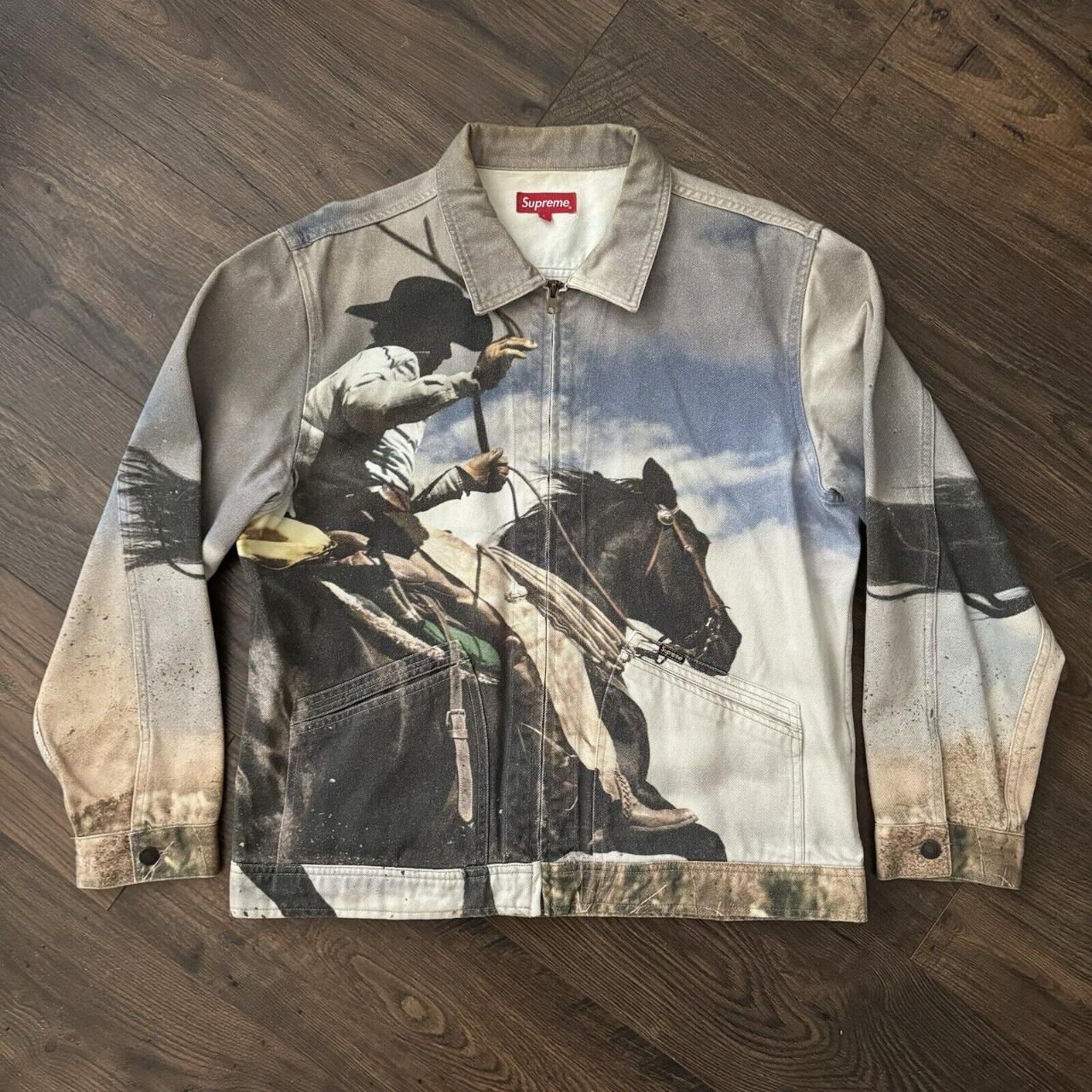 Supreme Cowboy Denim Work Jacket Large Jim Krantz... - Depop