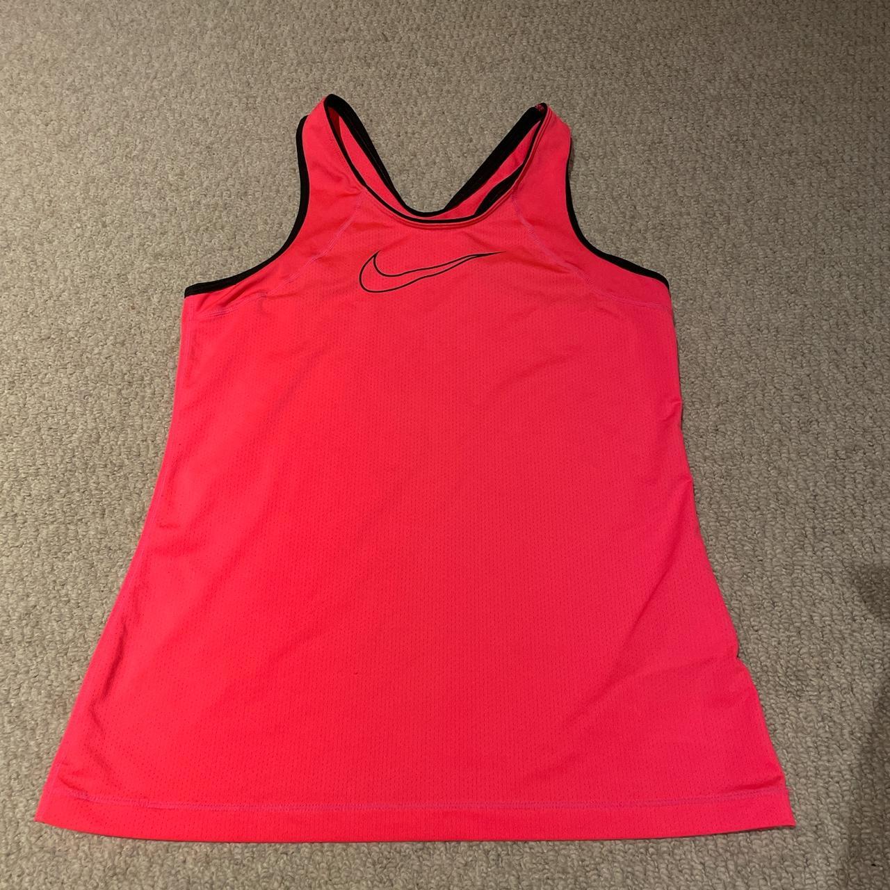 Nike fluorescent pink running tank with black... - Depop