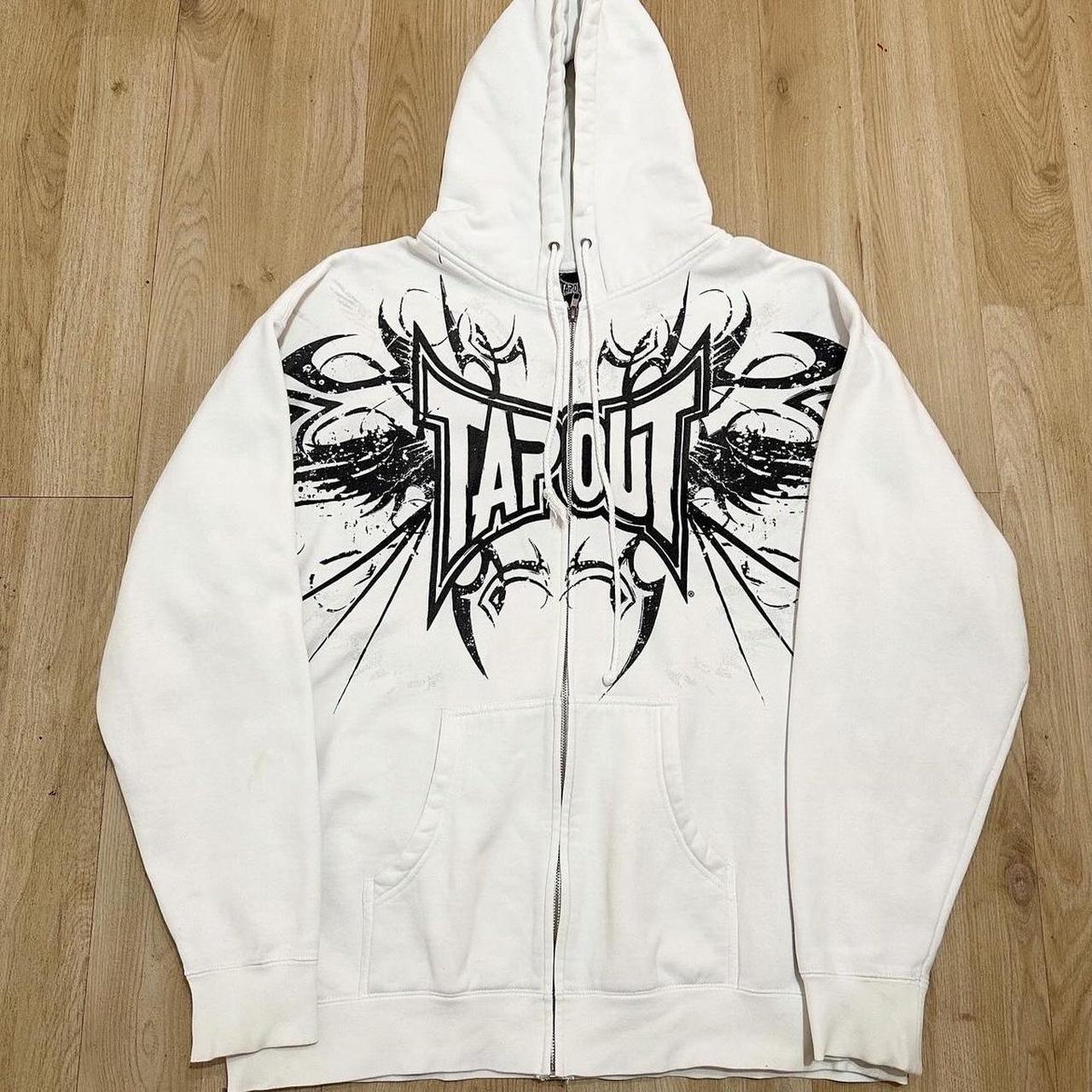 White Tapout Zip Up Size XL - Cool 2000s Design DM... - Depop