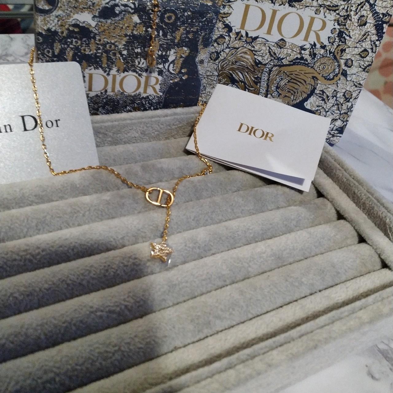 Dior gold plated necklace brand new with original... - Depop