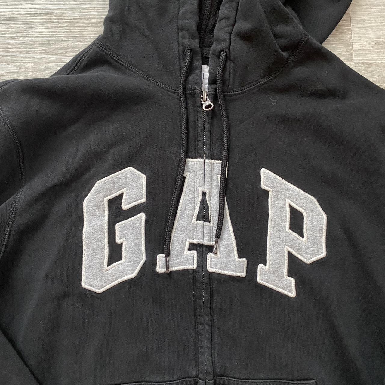 size medium black and grey GAP zip up jacket -... - Depop