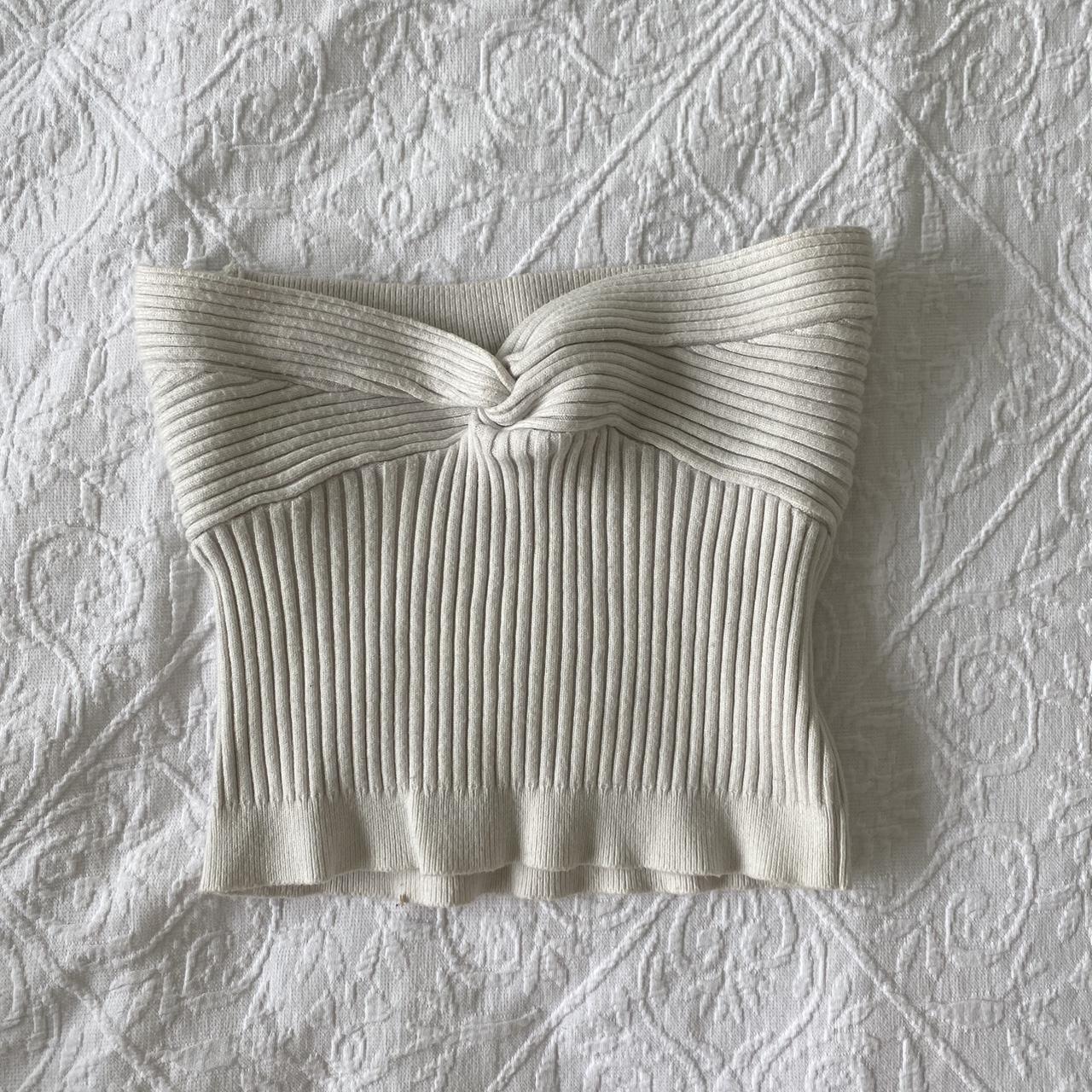 White Knitted Tube Top Size- labelled 12 but fits a... - Depop