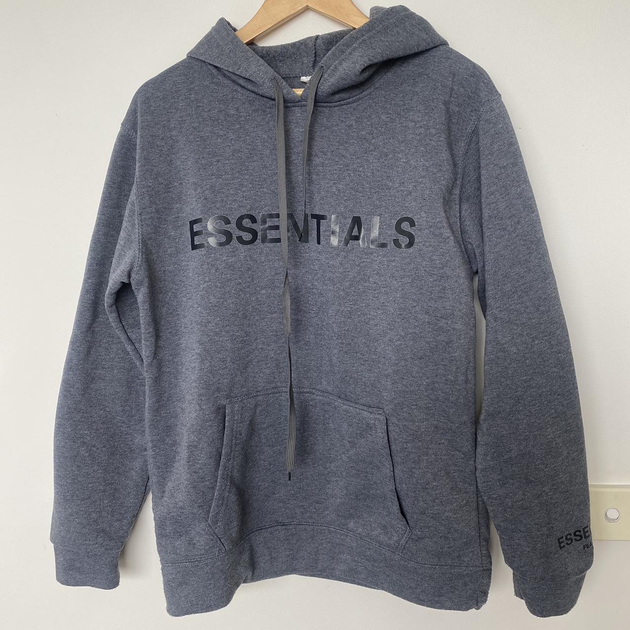 Grey Essentials Hoodie Size- XS/S In very good... - Depop