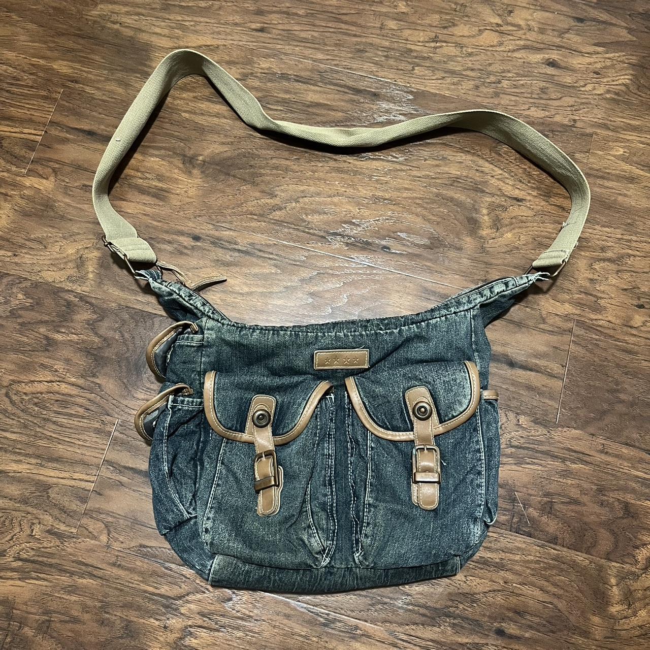 Super cool indie grunge denim crossbody bag with... - Depop