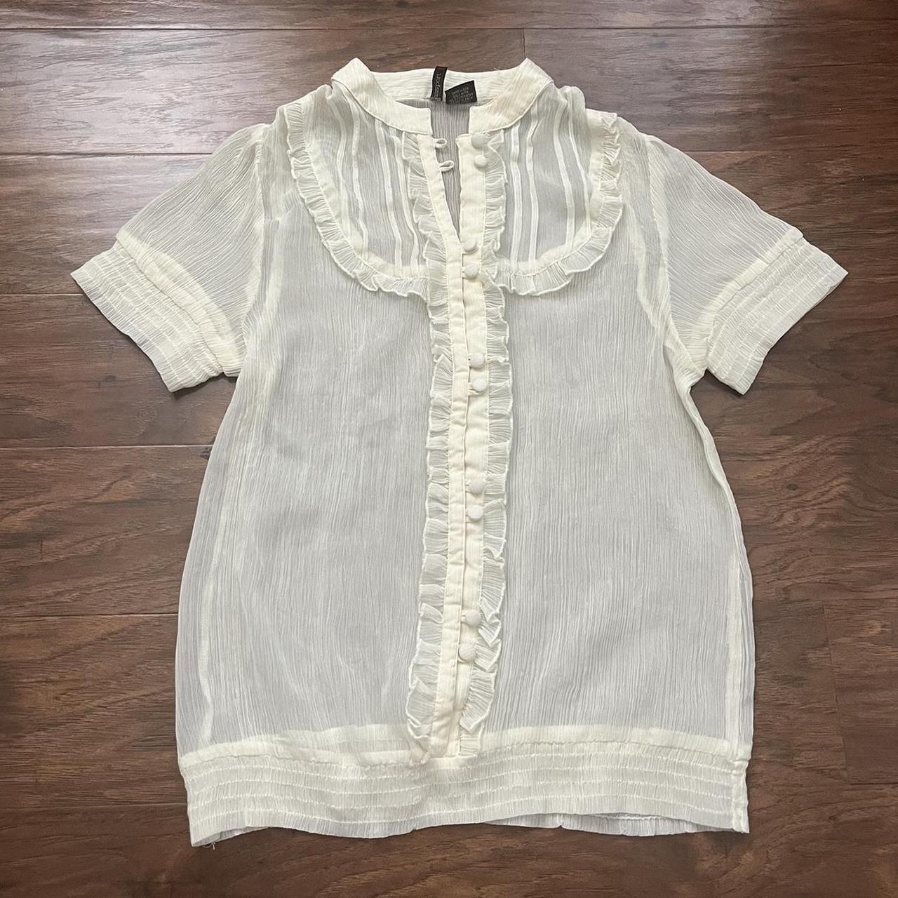 Super cute Victorian inspired y2k cream colored... - Depop