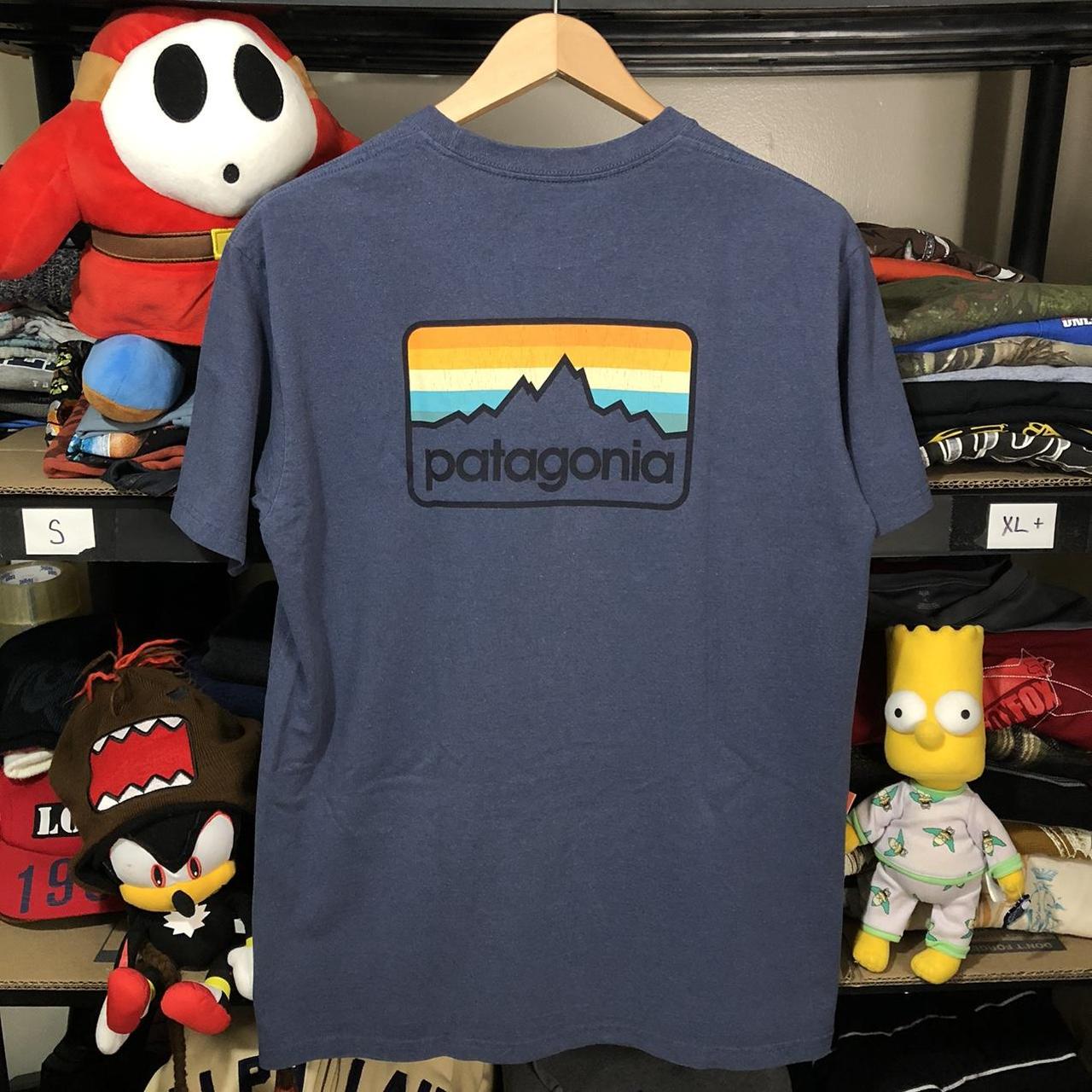 Patagonia Crew Neck Logo T-shirt size... - Depop