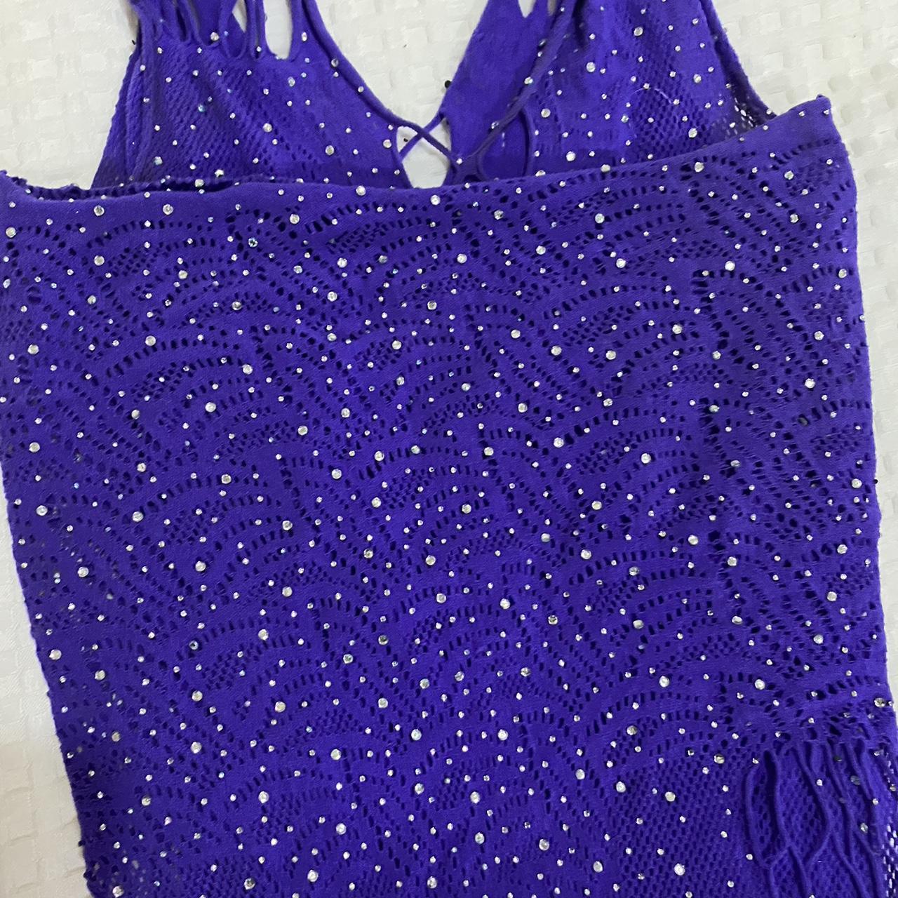Purple sparkly rave outfit will fit size extra small... - Depop