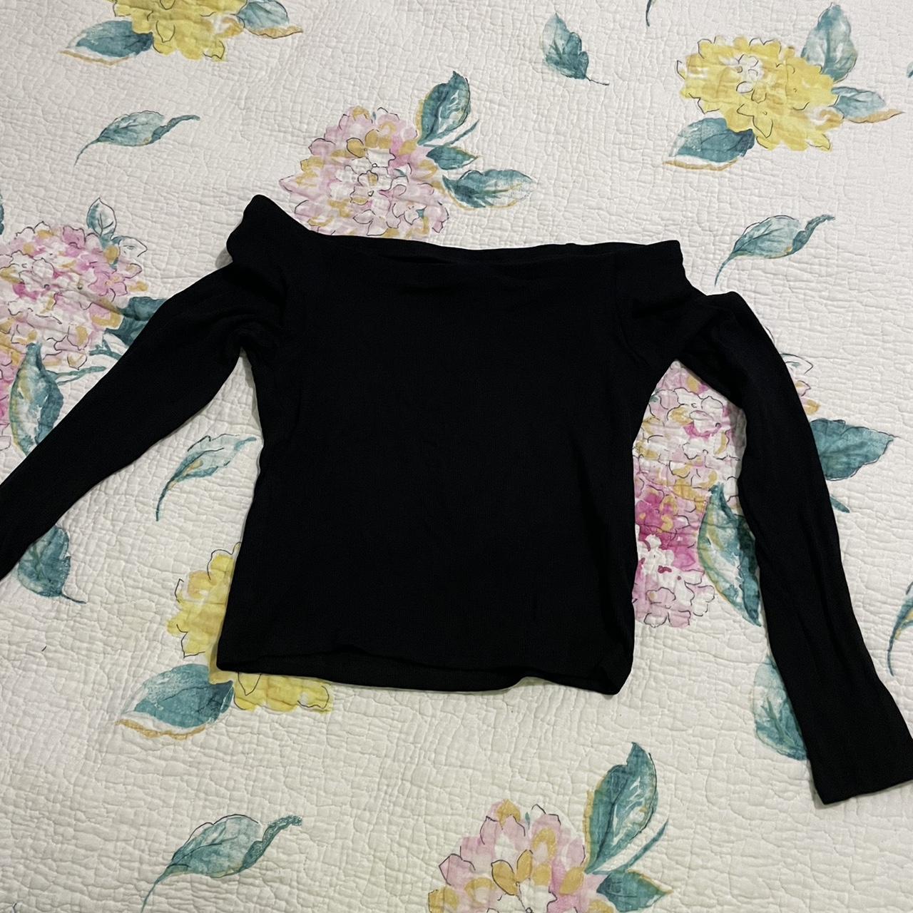 medium black off the shoulder shirt - Depop