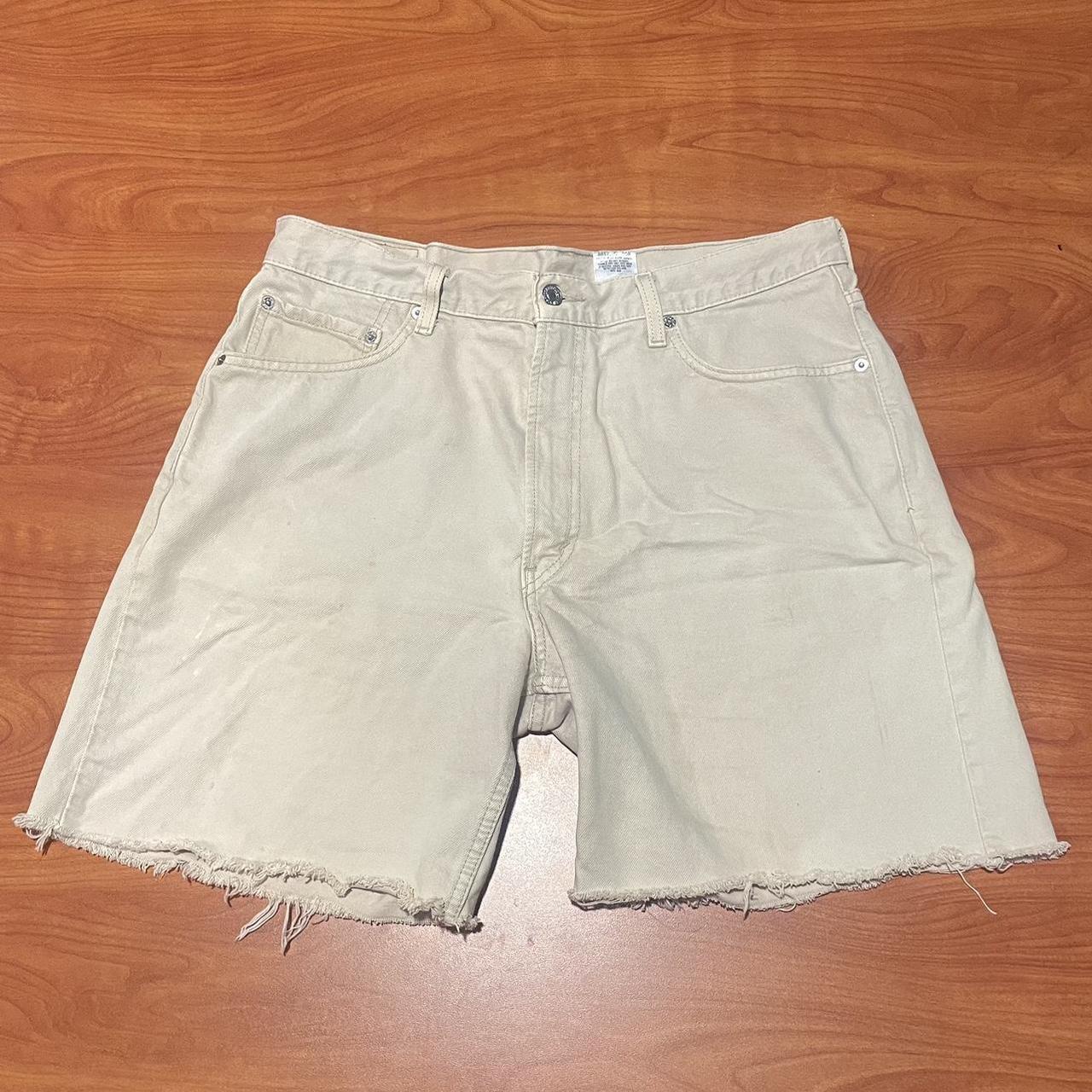 Tan Levi 550 jorts - Waist 35 and cut to 19 inches... - Depop
