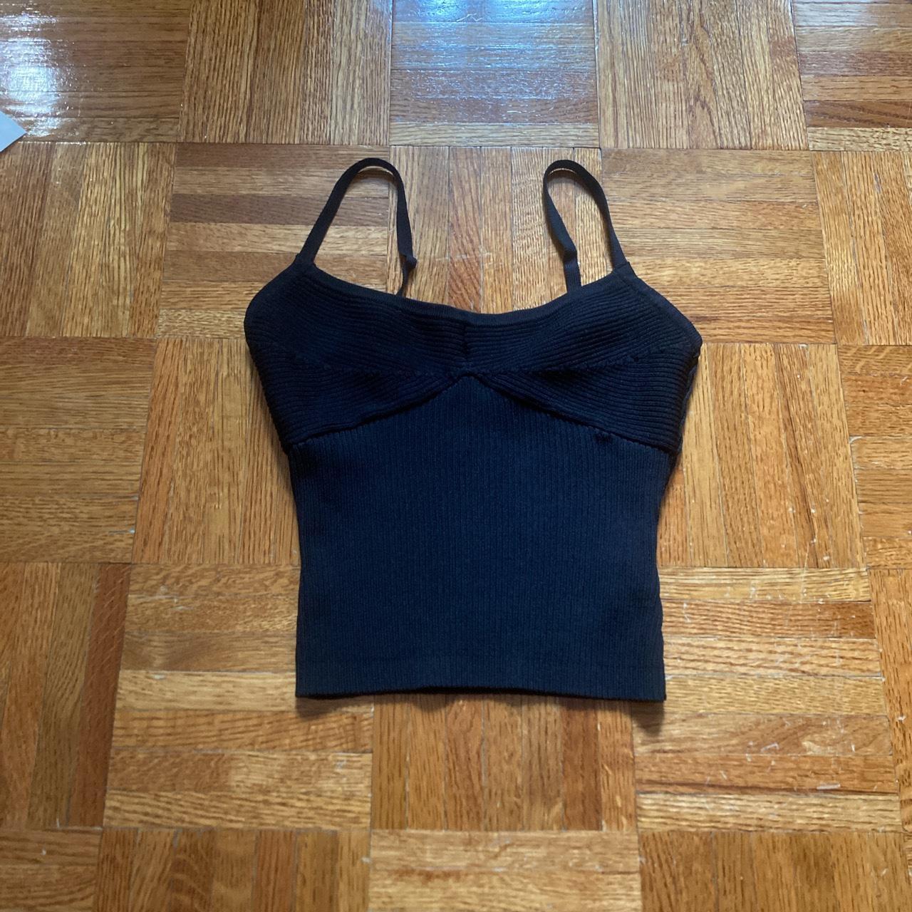 glassons black cropped ribbed tank top with... - Depop