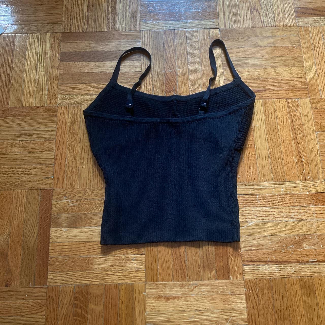 glassons black cropped ribbed tank top with... - Depop