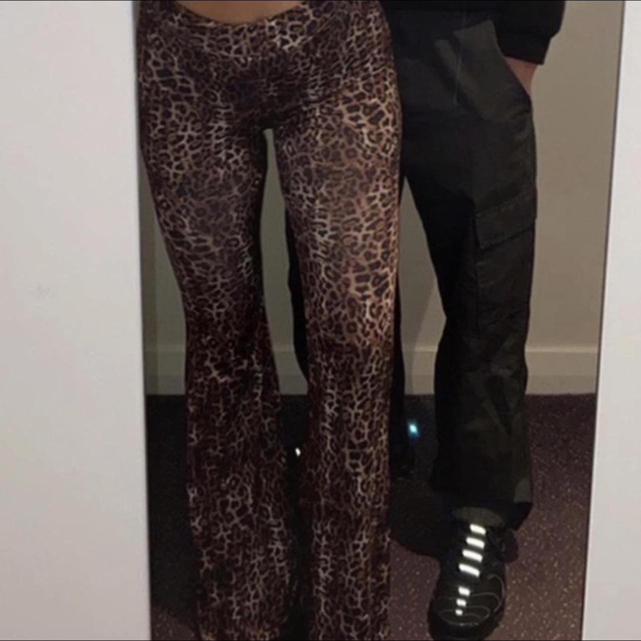 High Waisted Leopard Print Flares Size Xs Great Depop