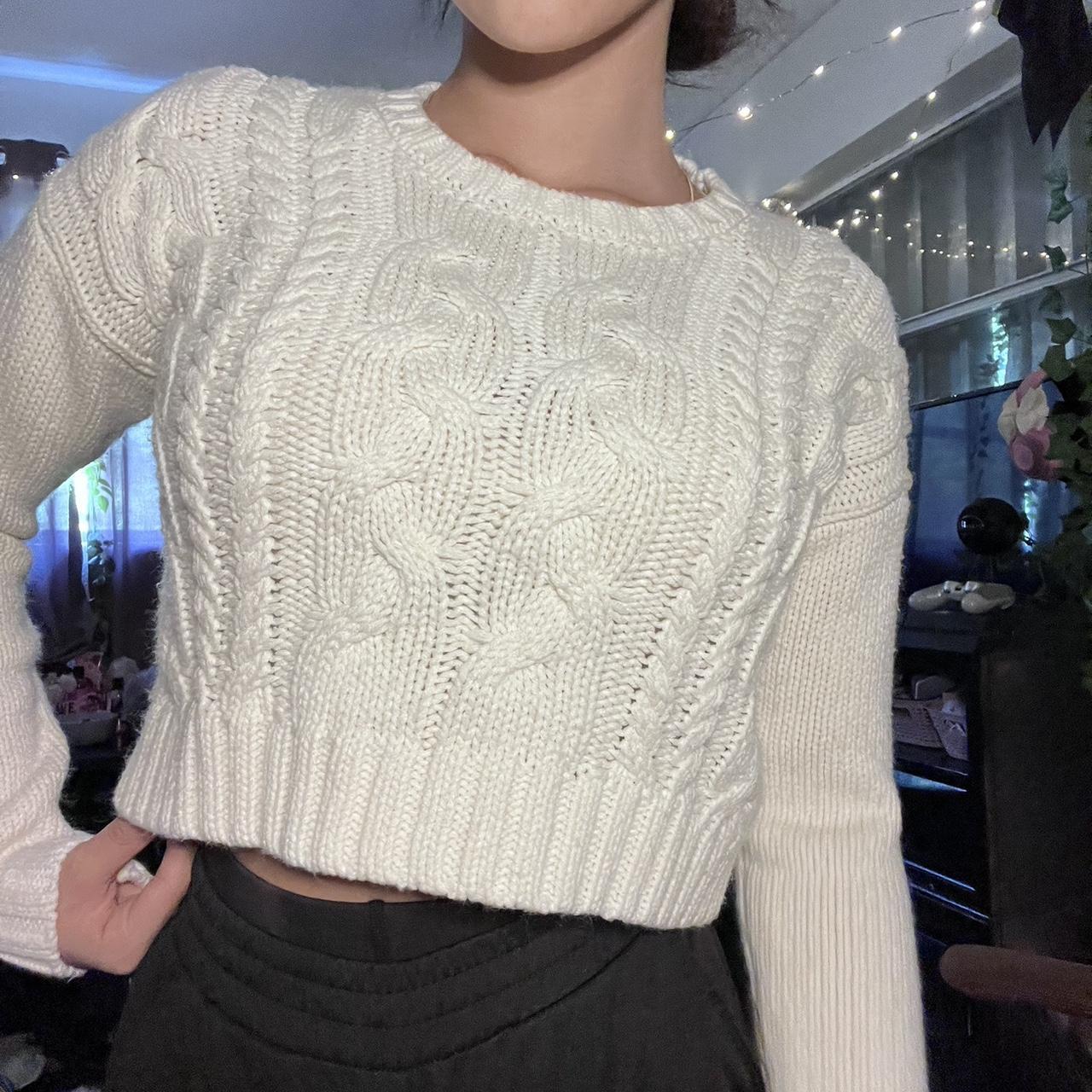 white cable knit sweater lucca coture - Depop