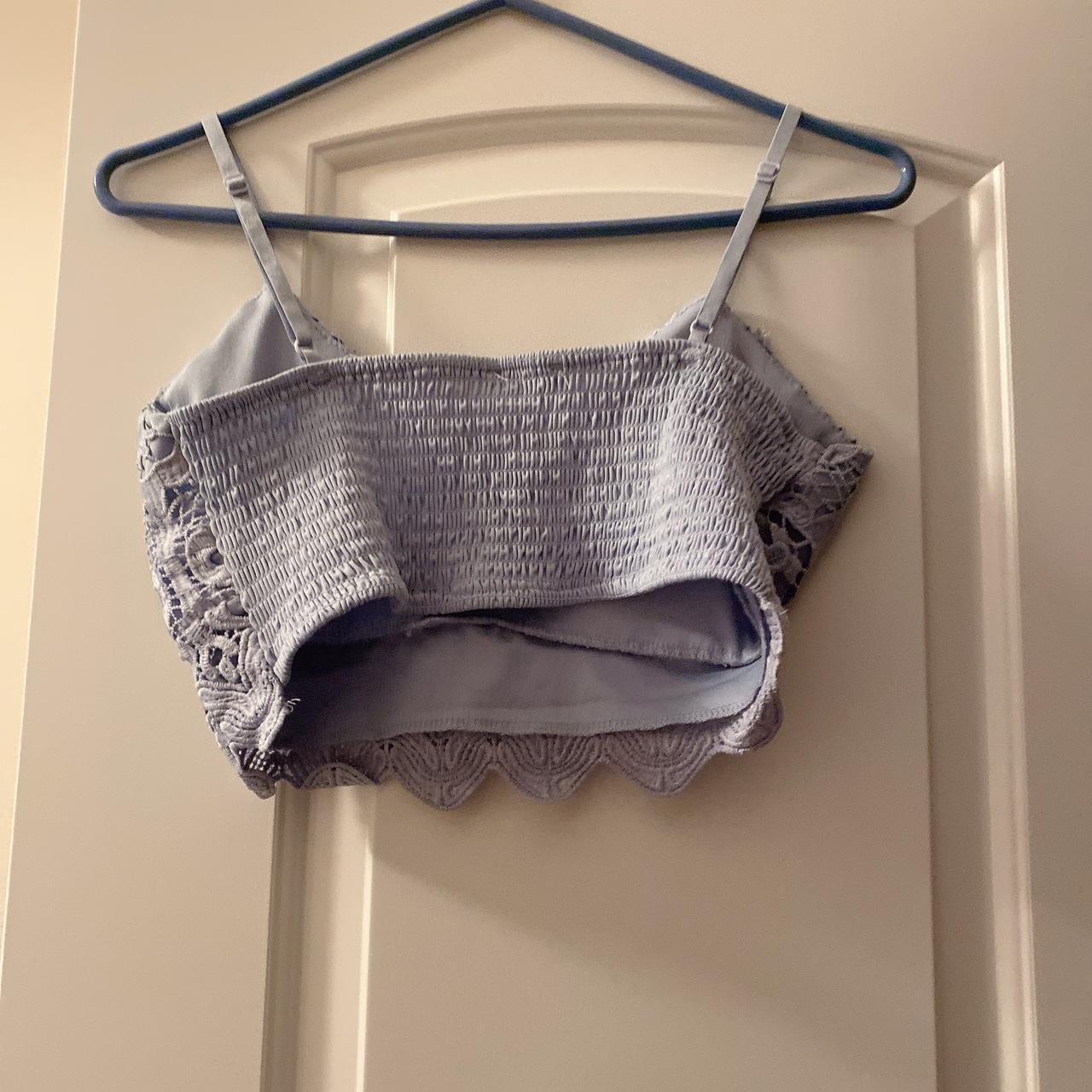 Light Blue Floral Lace Crop Top Adjustable straps... - Depop