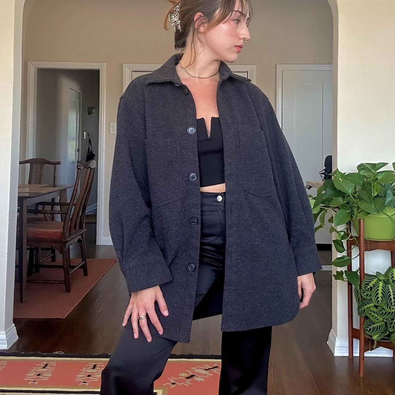 Oversized dark grey button up coat. Multiple sizes... - Depop