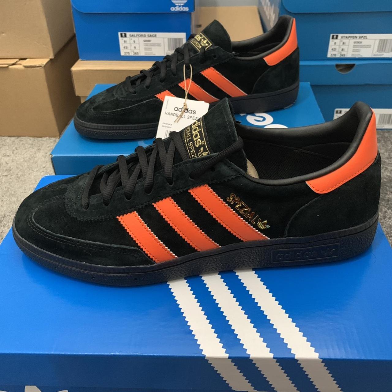 Adidas Originals Men's Black and Orange Trainers | Depop