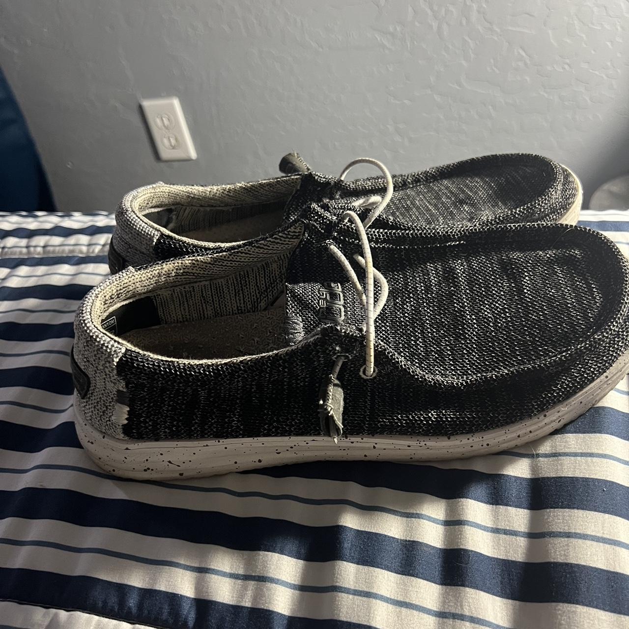 size 9.5 Hey Dude shoes (black and gray) | Depop
