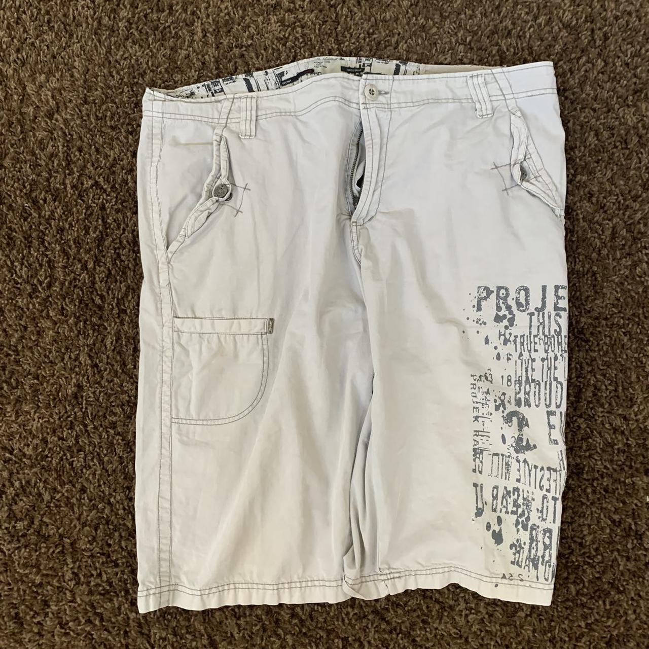 projek raw y2k baggy cargo shorts waist size... - Depop