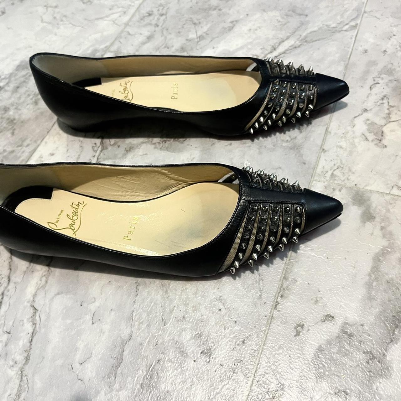 Christian Louboutin Red Bottom Black Leather Mesh... - Depop