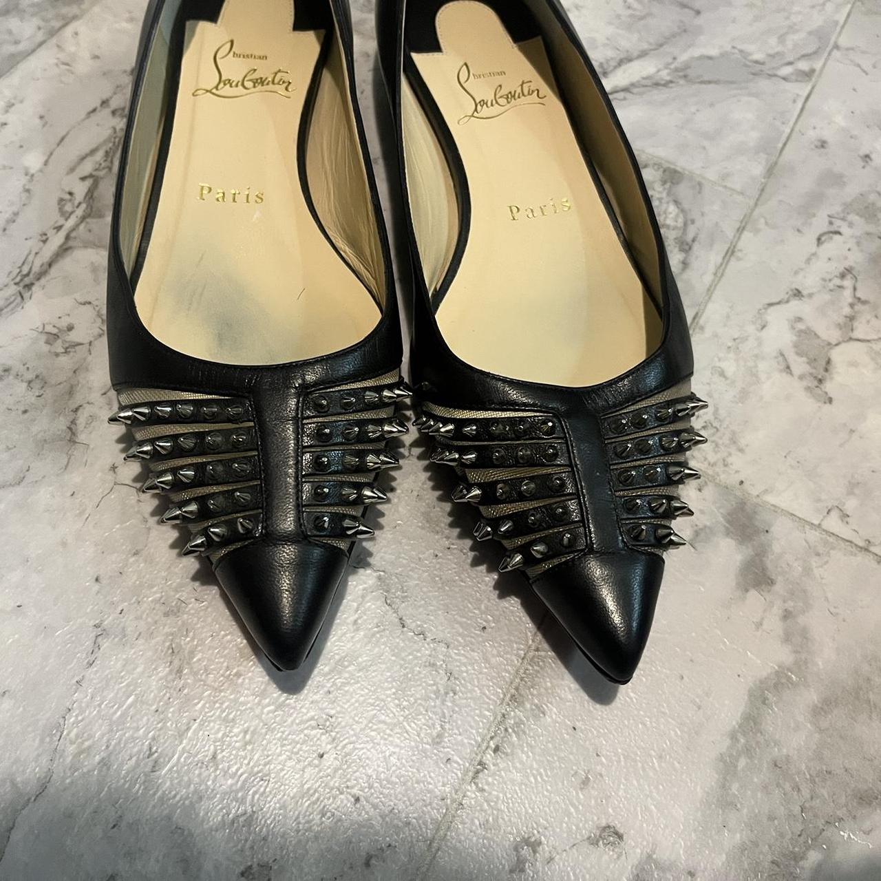 Christian Louboutin Red Bottom Black Leather Mesh... - Depop