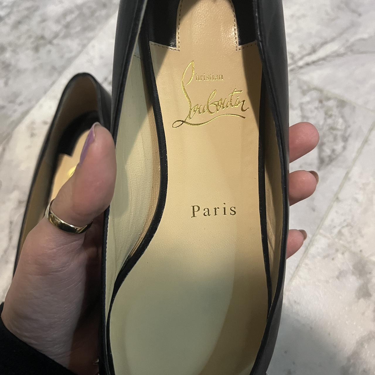 Christian Louboutin Red Bottom Black Leather Mesh... - Depop