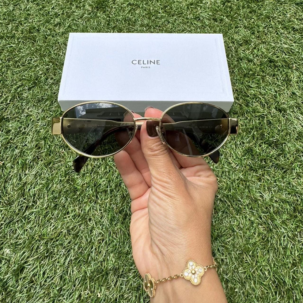 Celine Triomphe 01 Oval-frame gold-tone acetate... - Depop