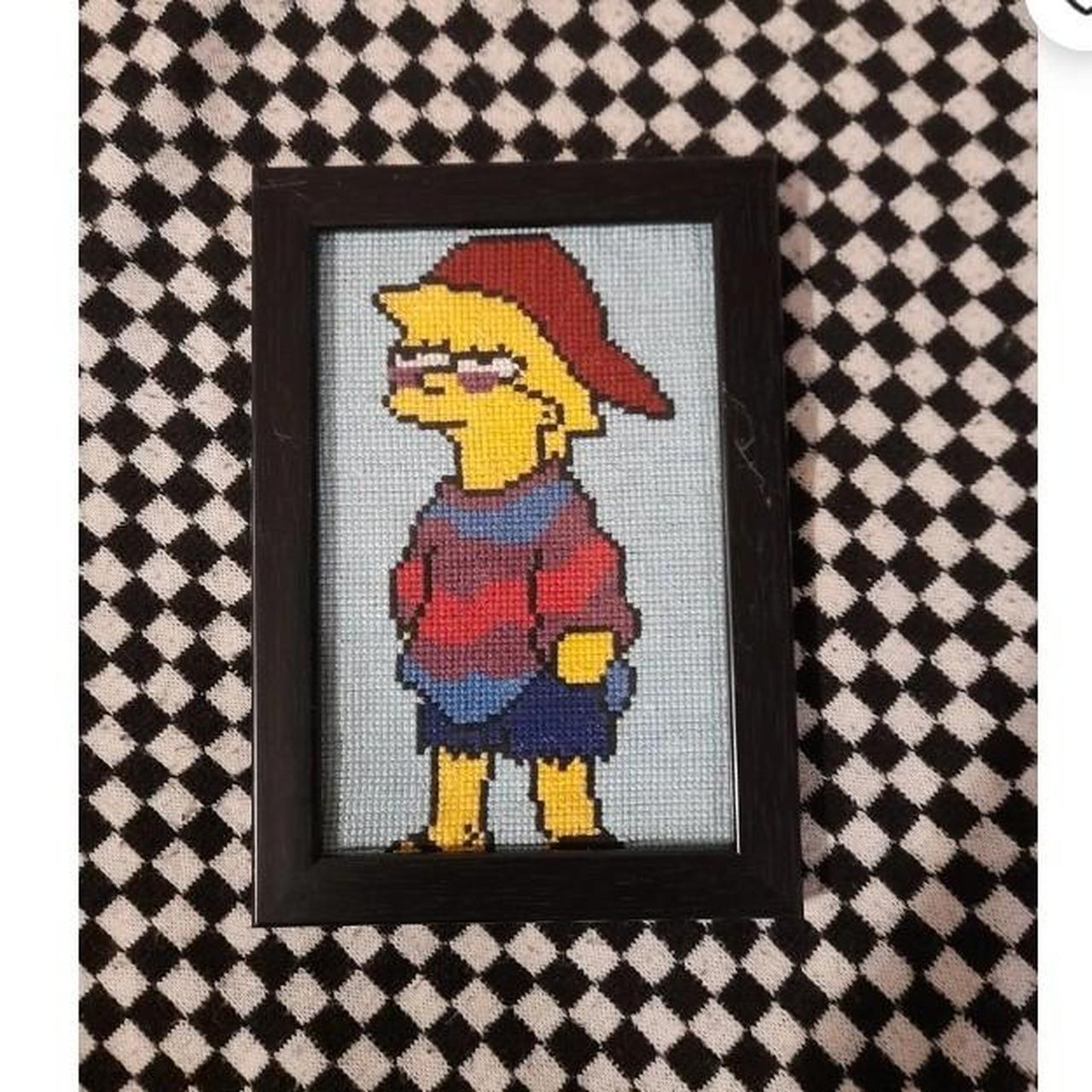 Lisa Simpson 'The Simpsons' 6" x 4" framed cross... - Depop