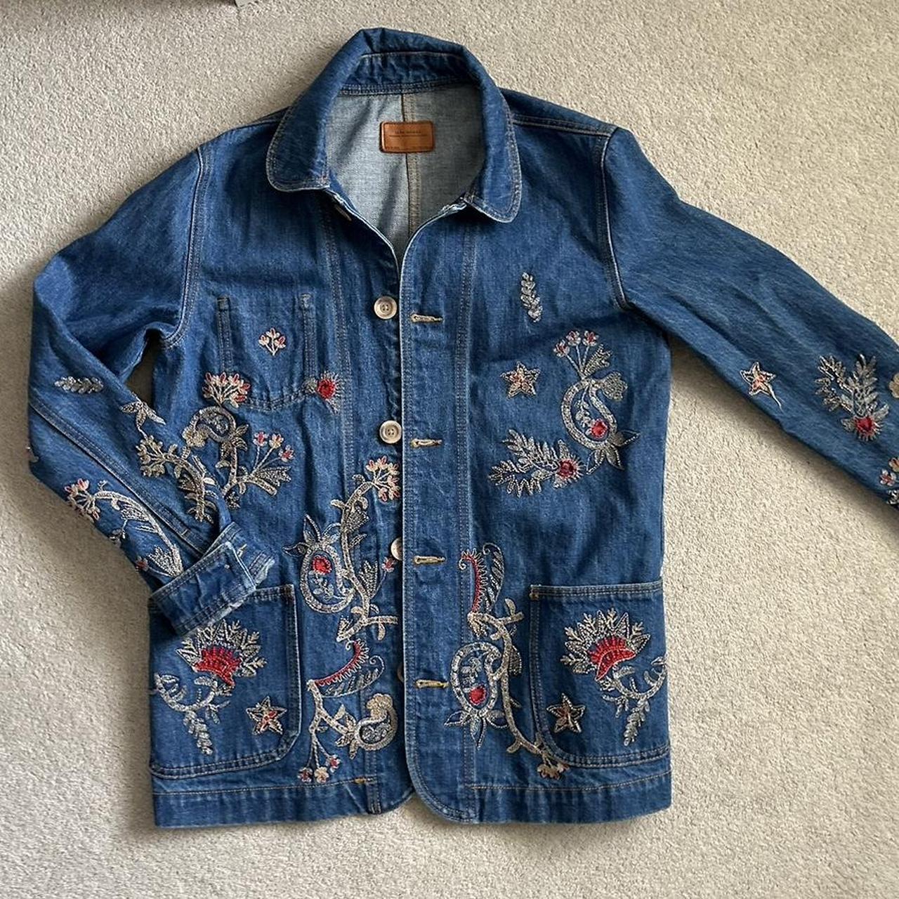Amazing embroidered and beaded denim jacket. Perfect... - Depop