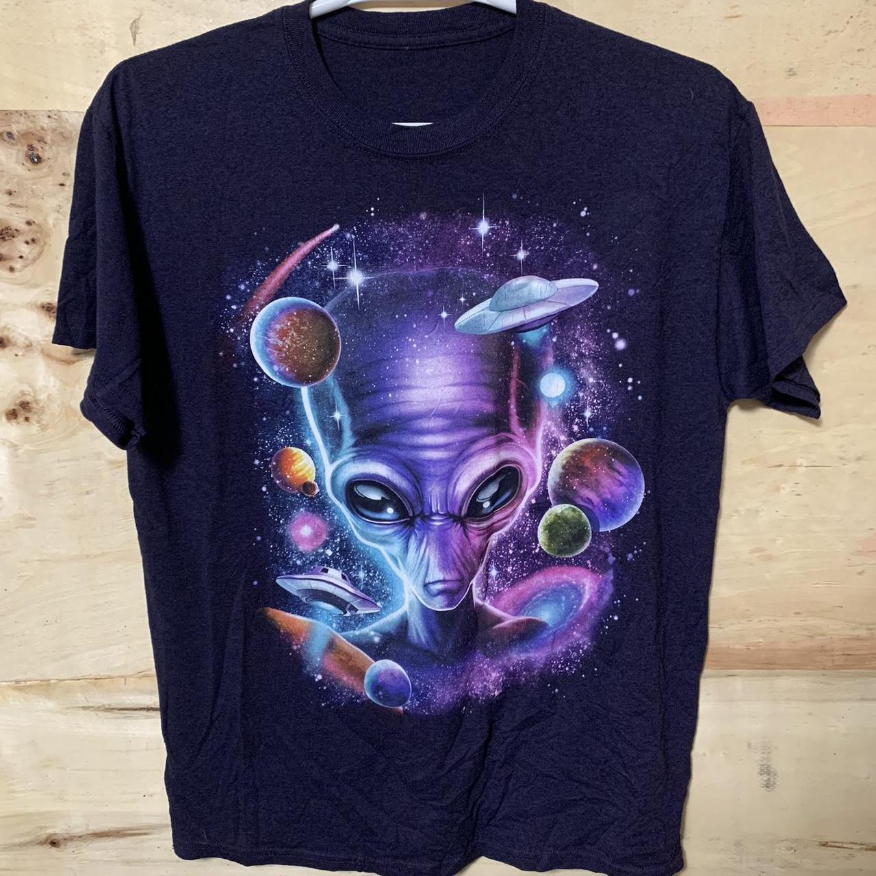 Men's Psychedelic Alien in Outer Space T-Shirt ALL... - Depop