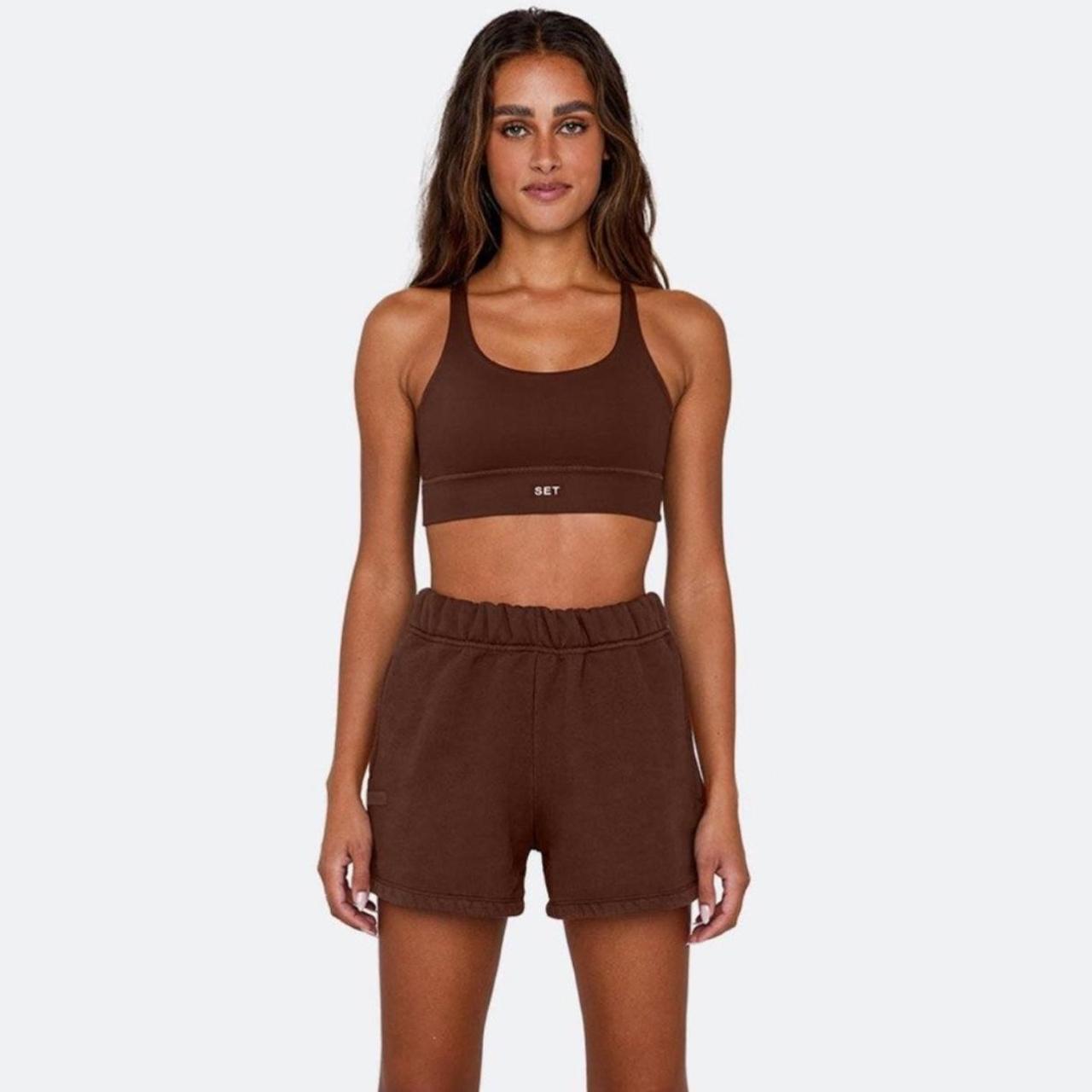 Set Active Sweat Shorts in the color Cocoa. Only... | Depop