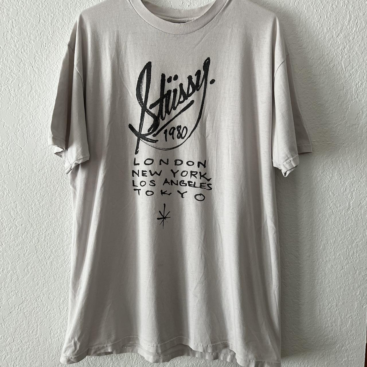 Stüssy 'London New York Los Angeles Tokyo' White... - Depop