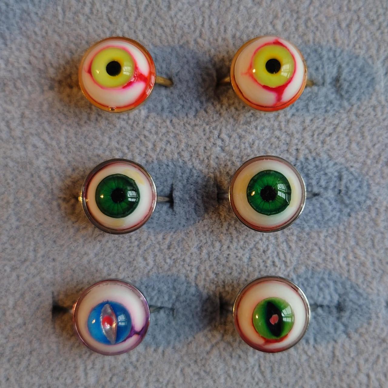 Handmade Eyeball rings, adjustable size, the metal... - Depop