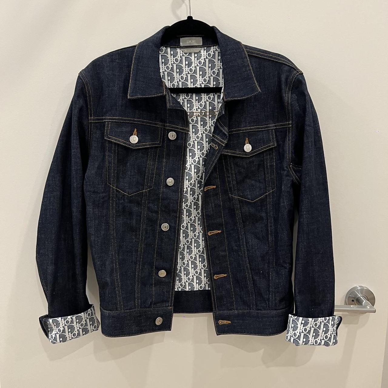 Mens dior raw denim jacket 100% authentic Worn... - Depop