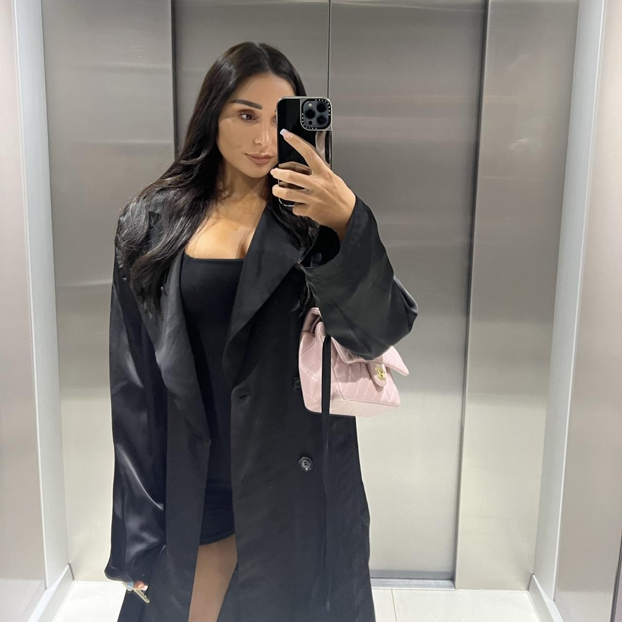 Shiny black Mac coat maxi length trench coat... - Depop