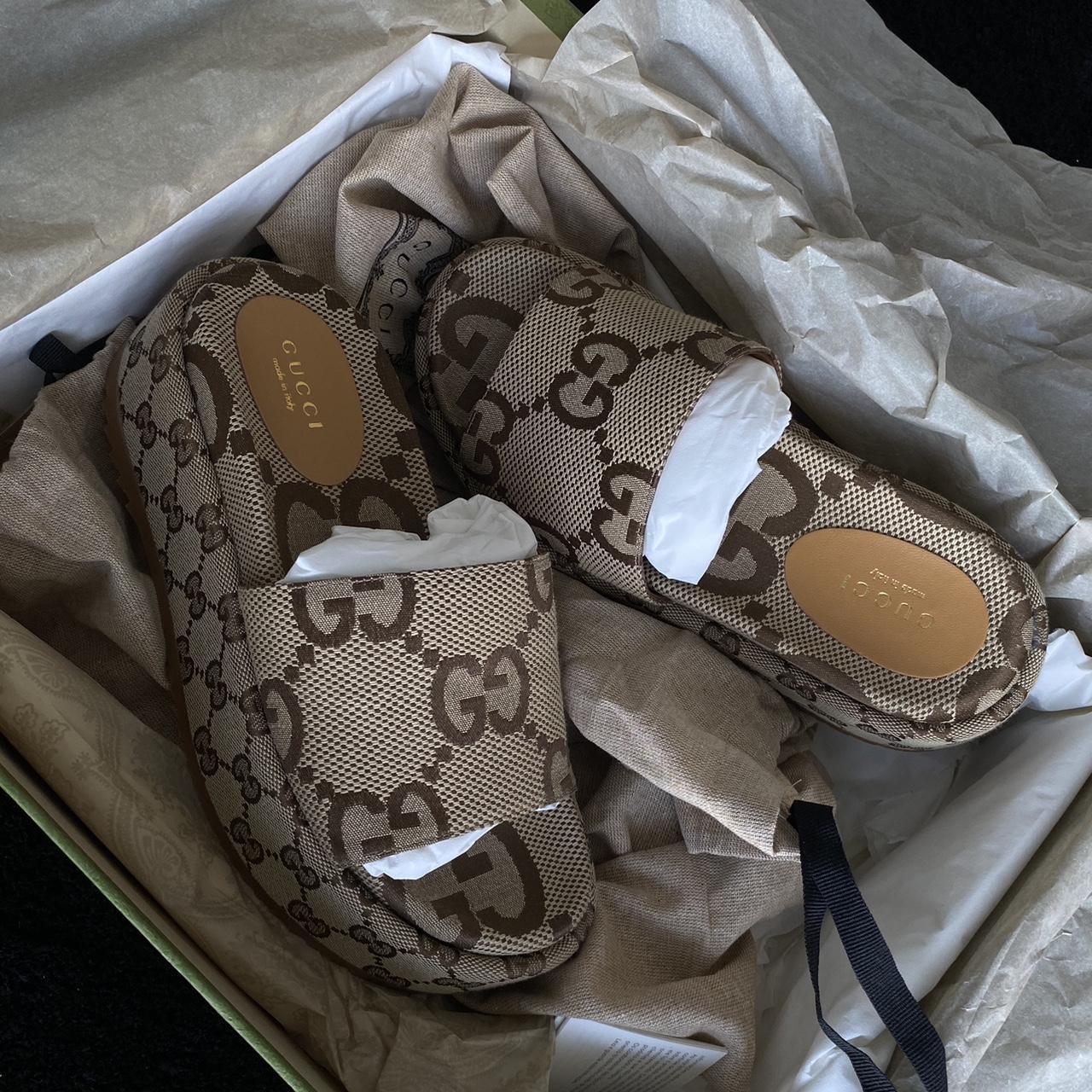 Gucci Jumbo GG platform slides Size 35 / UK 2 RRP:... - Depop