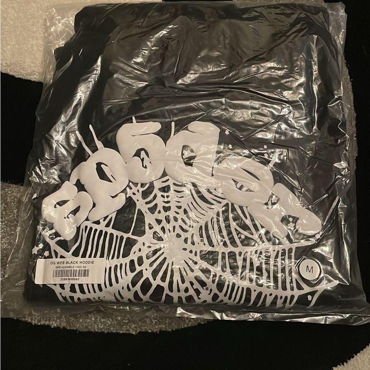 Black & White Sp5der Hoodie 85%cotton 15%polyester... | Depop