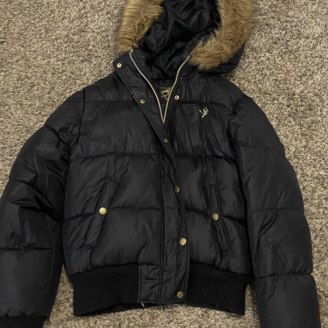 Black southpole jacket with fur hood perfect for... - Depop
