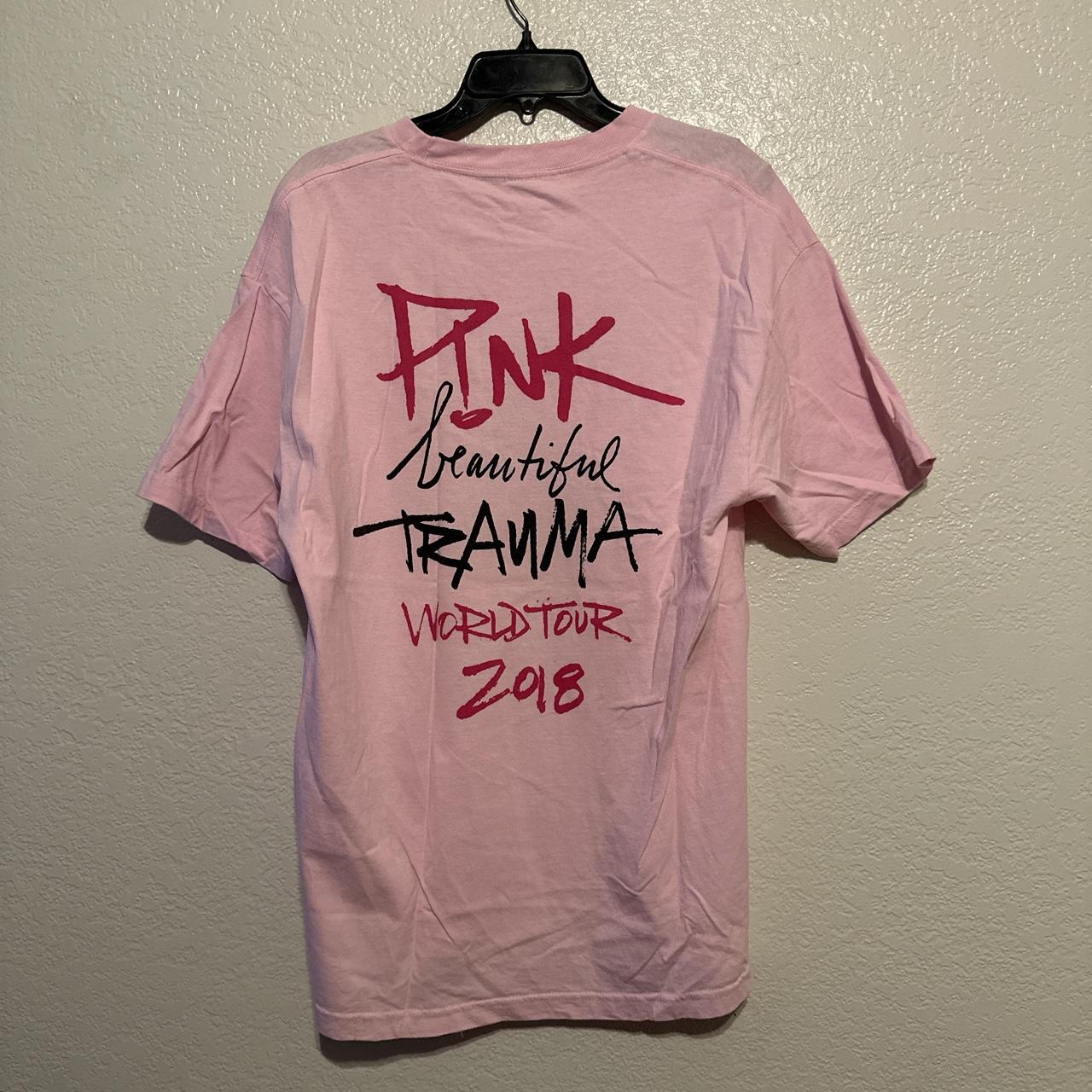 Vintage Pink Beautiful Trauma Tour Size L... - Depop